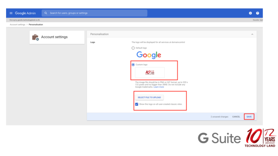 วิธีการเปลี่ยน Logo webmail Google Workspace | Google Workspace